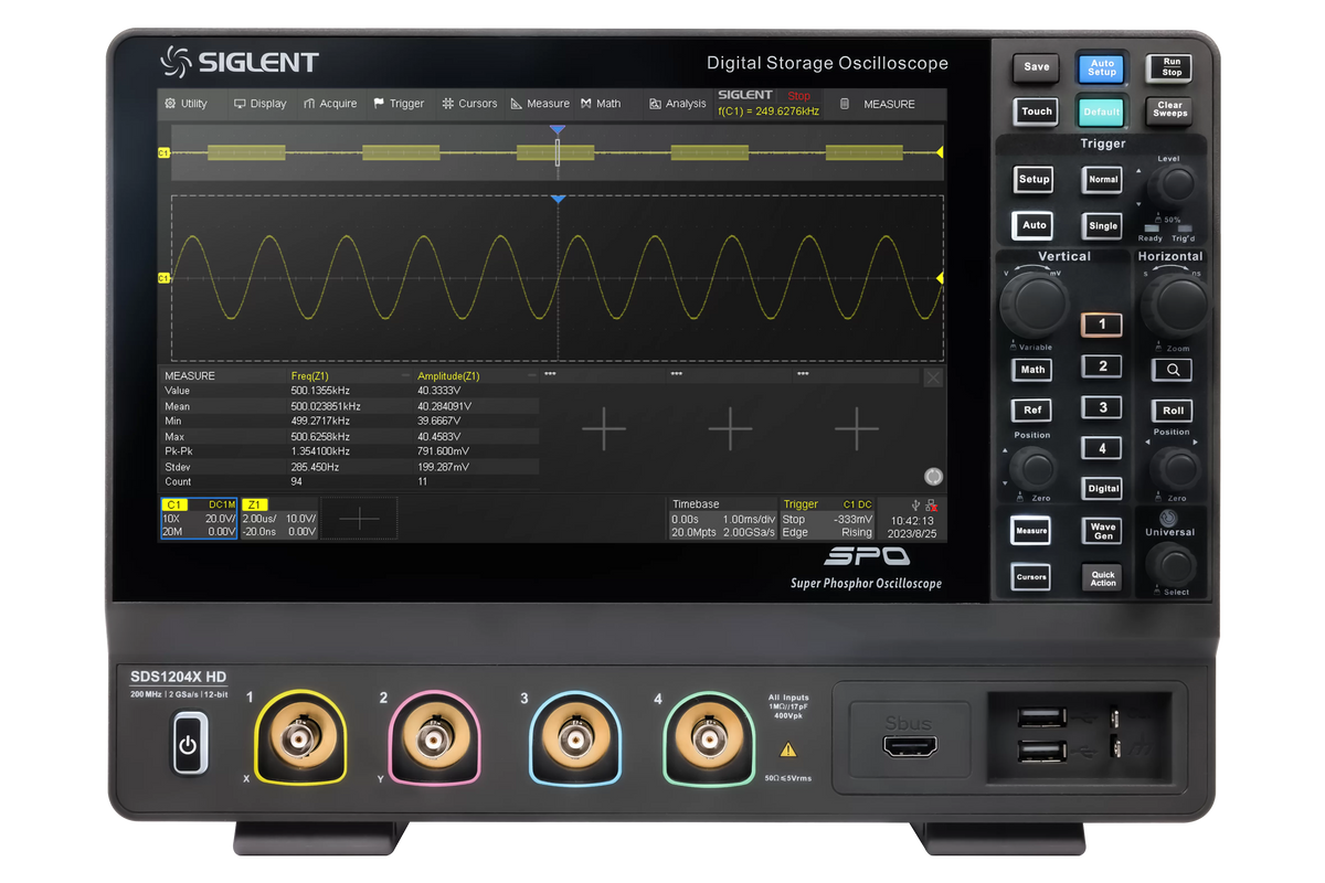 Siglent SDS1204X-HD - 12 Bit 200 MHz Digital Oscilloscope — Electro-Meters